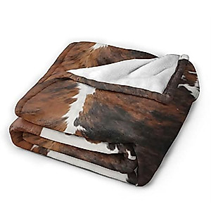 Brown Cow Print Blanket Soft Cow Skin Print Throw Blankets Fleece Blanket Cow Pattern Blanket for Couch Farm Animal Cow Blanket Fluffy Blanket Travel Blanket 40"x50"