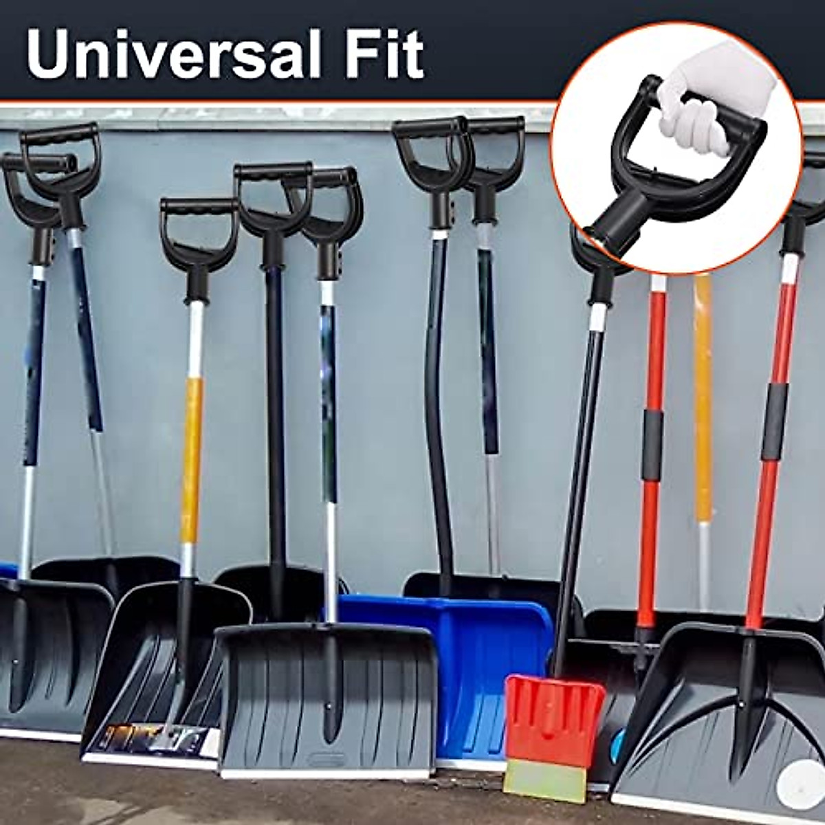 Labor Saving Ergonomic Shovel Handle Replacement, D Grip Handle Attachment for Rake, Snow Shovel, Snow Remover, Universal fit for Yard, Garden, Snow Pusher