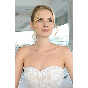 Mariell Cubic Zirconia Crystal Pendant Necklace for Women, 2 Carat Round CZ, Mother's Day Jewelry