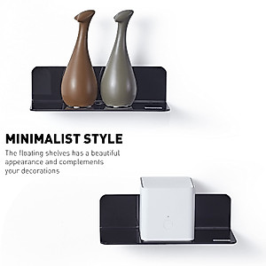 OAPRIRE Acrylic Floating Wall Shelves Set of 2, Damage-Free Expand Wall Space, Small Display Shelf for Smart Speaker/Action Figures with Cable Clips