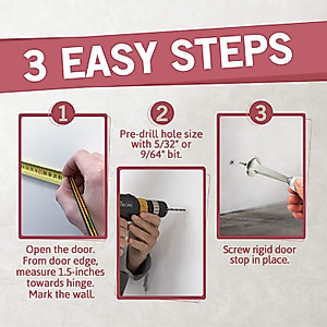 Jack N’ Drill 3-Inch Rigid Door Stop (12 Pack) - Heavy Duty Solid Metal Door Stopper | Prevents Wall & Door Damage - Rigid Rubber Tip Door Stop for Kitchen, Bedroom, Office (Satin Nickel)