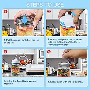 Jar Vacuum Sealer Accessories for Foodsaver Vacuum Sealer Food Storage and Compatible with Most Household Vacuum Machines Attachment for Mason Regular and Wide Mouth Jars