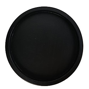 Creative Co-Op Farmhouse Decorative Wood Circle Hobnail Edge, Black Tray