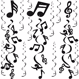 84 Pieces Music Notes Hanging Swirl Music Theme Party Decorations Music Foil Whirl Cutout Spiral Party Favors Wedding Baby Shower Birthday Party Supplies