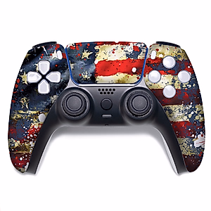 BABY CUDDLE BOX Tattered Flag Custom PS-5 Controller Wireless compatible with Play-Station 5 Console by BCB Controllers | Proudly Customized in USA with Permanent HYDRO-DIP Printing (NOT JUST A SKIN)
