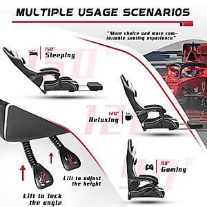 Homall Gaming Chair Computer Chair Racing Style Gaming Chair with Footrest Ergonomic Adjustable Swivel Office Chair High Back Computer Chair with Headrest and Lumbar Support (White)