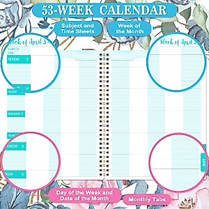 Teacher Planner 2023-2024 - 2023-2024 Weekly & Monthly Lesson Plan Book, July 2023 - June 2024, 8" x 10", Academic Planner 2023-2024 with Twin-Wire Binding for Teachers - Ink-painting Roses
