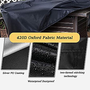 POMER Fire Pit Cover, Rectangular 42inch Firepit Cover for Outdoor Fireplace Waterproof Propane Fire Table Cover - 42x24x24inch