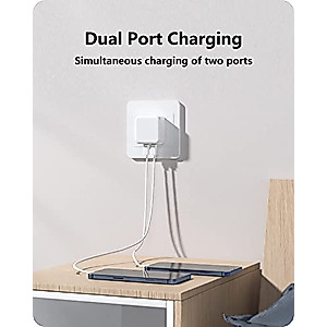 USB-C iPhone Fast Charger,PD 3.0 35W Dual USB-C Port Power Adapter,Cell Phone Wall Charger+USB-C to USB-C/Lightning Cable,Compatible with iPhone 14/13/12/11 /Pro/Max/Se/X/Xr/Xs/8 /8plus /iPad…