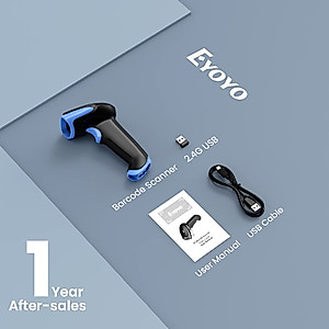 Eyoyo 2D Bluetooth Barcode Scanner Wireless, 2500mAh Handheld Cordless USB Wired QR Bar Code Reader for Library, Warehouse Inventory Compatible with iPad, Android Phone, iPhone, Laptop