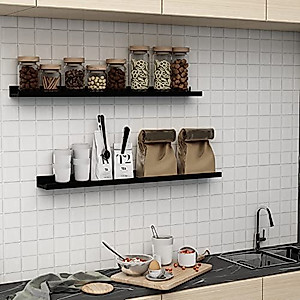 love furniture 35 Inch Black Floating Shelves Wall Mounted Set of 2, Wall Mounted Wood Shelves for Bedroom, Living Room, Bathroom, Kitchen