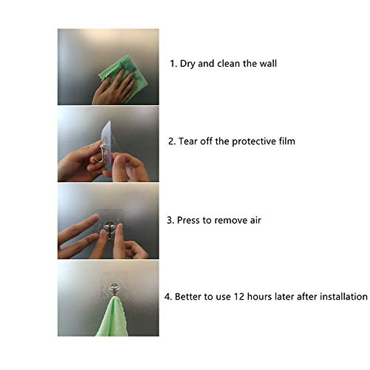 Adhesive Hooks Wall Hooks 14 lb(MAX), Nail Free Heavy Duty Hanger Utility Hooks for Bathroom and Kitchen 16 Packs