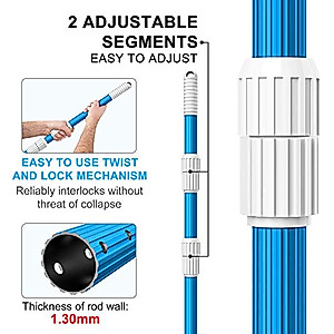 BLIKA 16.5FT Blue Aluminum Telescopic Swimming Pool Pole, 1.30mm Thickness, Pool Pole Telescopic, Pool Poles for Cleaning