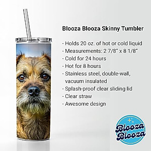 Border Terrier Dog Photo Skinny Tumbler 20oz with Straw Insulated Water Bottle Gift