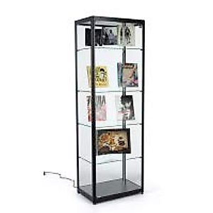 Displays2go 2 Foot Wide Display Cases with Corner Lighting – Black (DCKDMT24B)