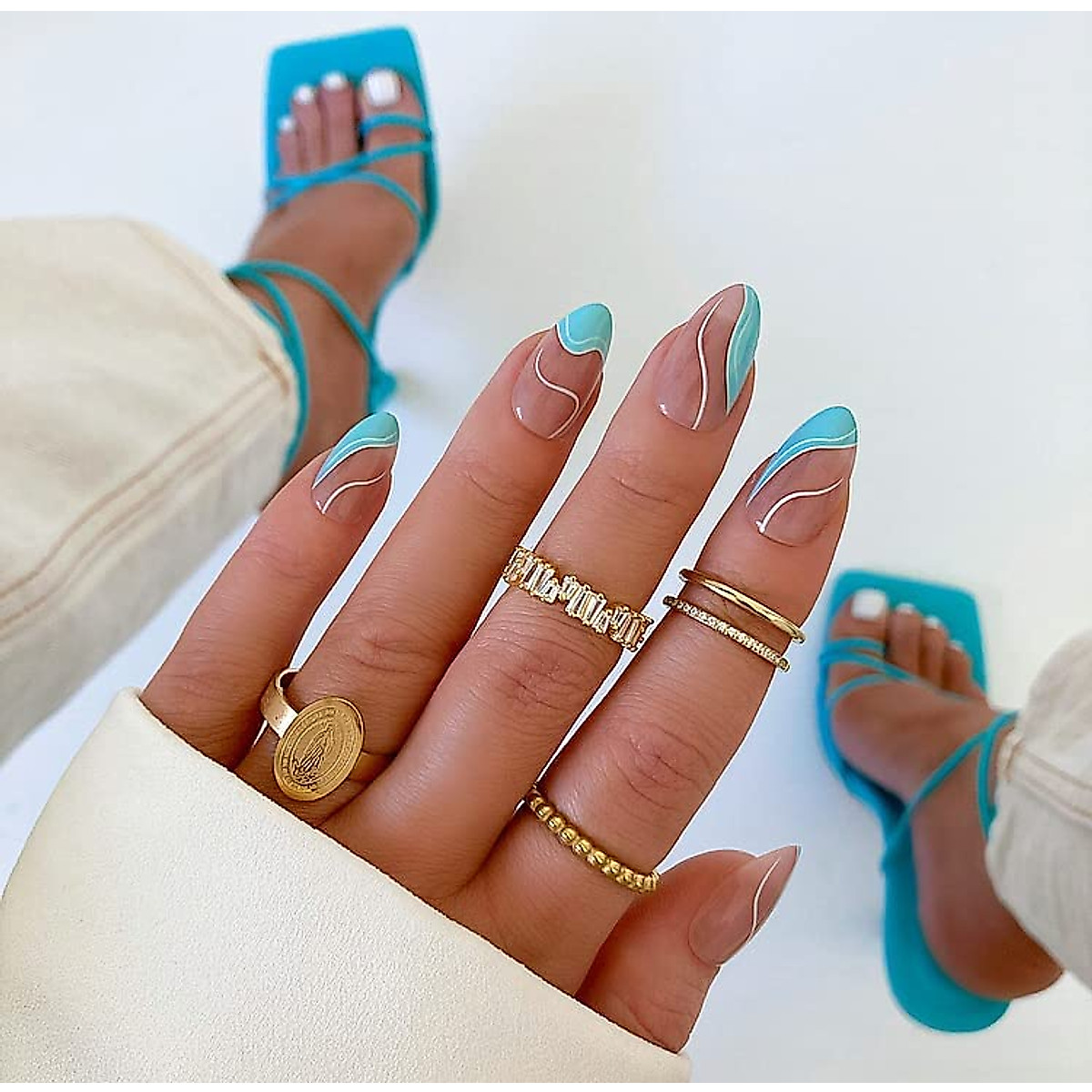 KIARA SKY PROFESSIONAL NAILS XPRESS PRO 100% ACRYLIC PRESS ON NAILS (Ocean Waves)