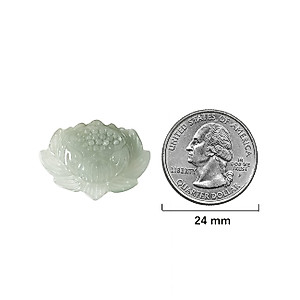 Dahlia Lotus Jade Necklace, Real Grade A Certified Burma Jadeite for Beauty and Purity, Sterling Silver Italy Chain Rhodium Plated for Scratch Resistant and Anti-Tarnish, Silver Bale - Q100