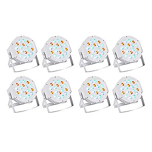 (8) Rockville RockPAR50 LED RGB Compact Par Can DJ/Club/Stage DMX Wash Light - White