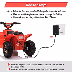 COLOR TREE Kids ATV, 6V Battery Powered Kids Electric Vehicle, 4 Wheeler Quad, 2 Speeds, Forward/Reverse Switch, Motorized Ride On Mini Vehicle Car for Toddlers Boys Girls, Ride on ATV