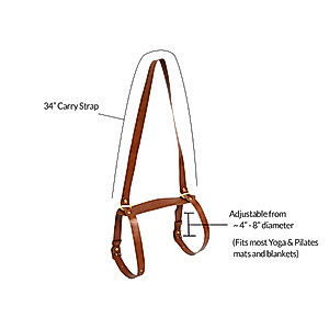 Open Road Goods Vegan Leather Yoga Mat Carrier Sling/Adjustable Blanket Strap/Faux Leather Bedroll Straps