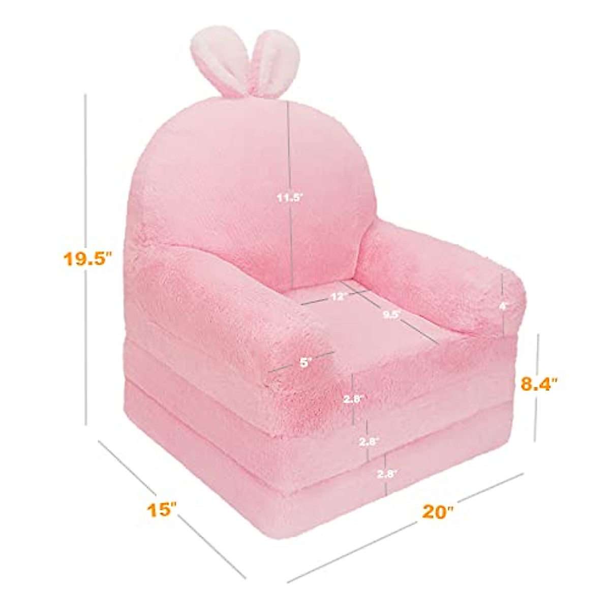 MONKISS Kids Couch Fold Out Soft Toddler Chairs ，Toddler Armrest Chair Bed for Play ，Gift for 0-3 Years