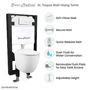St. Tropez Wall Hung Toilet Bundle, Glossy White