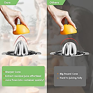 TRUSBER Citrus Hand Lemon Juicer, Stainless Steel Citrus Manual Juicer Squeezer with Strainer & Bowl for Lemon,Orange,Grapefruit - Dishwasher Safe