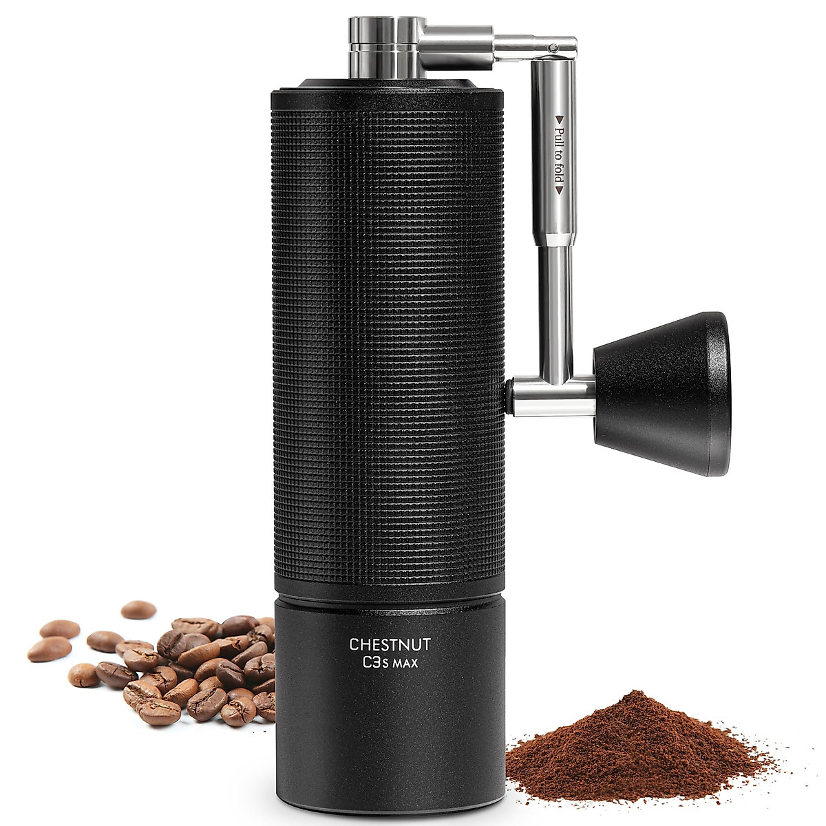 TIMEMORE Chestnut C3S MAX Manual Coffee Grinder Stainless Steel S2C Conical Burr Coffee Grinder, Capacity 35g Hand Coffee Grinder with Foldable Handle, Adjustable Grind Setting for Espresso, Black