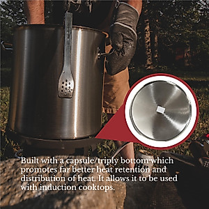 GasOne Stainless Steel Stockpot with Basket – 53qt Stock Pot with Lid and Reinforced Bottom – Heavy-Duty Cooking Pot for Deep Frying, Turkey Frying, Beer Brewing, Soup, Seafood Boil – Satin Finish