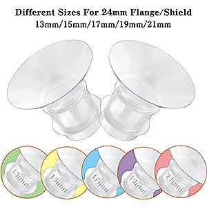Flange Inserts 13/15/17/19/21mm for Medela,Spectra 24mm Shields/Flanges,Compatible with TSRETE,CPPSLEE,Momcozy S9/S9Pro/S12/S12Pro Wearable Breast Pump,Reduce 24mm Nipple Tunnel Down to 5pcs
