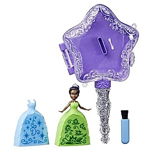 Disney Princess Secret Styles Magic Glitter Wand Tiana Doll and Wand Playset, Arts and Crafts Toy for Kids 4 and Up