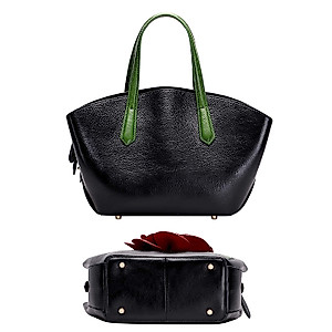 PIJUSH Designer Purses and Handbags for Women Floral Top Handle Satchel Handbag Ladies Crossbody Bags for Women (20103 Black)