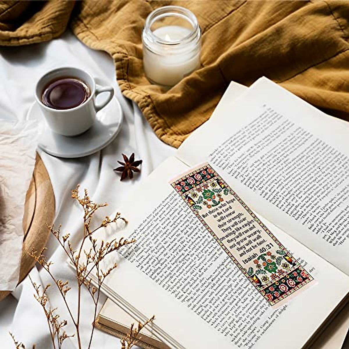 Fabric Bible Bookmark with Bonus Tassel Bookmark - Isaiah 40:31: Those Who Hope in The Lord Bible Book Markers - Christian Bookmarks for Women & Men - Religious Bookmarks - Christian Gifts for Women