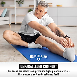 True Religion Mens Socks Ankle Socks for Men Quarter Premium Athletic Men's Socks 12 Pairs Black/White, Shoe Size 8-12,
