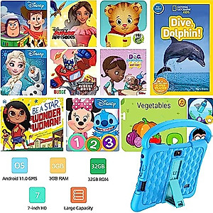 NORTH BISON Kids Tablet, 7 inch Android 11.0 Tablet for Kids, 3GB 32GB Toddler Tablet with Bluetooth, WiFi, GMS, Parental Control, Dual Camera, Shockproof Case, Educational, Games
