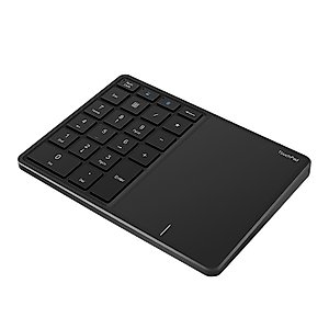 Sanpyl Numeric Keypad, 2 in 1 22 Keys 2.4G Touchpad Bluetooth 4.2 Number Pad, Type C Charging 500mAh Financial Accounting Keyboard, for Laptop, PC, Desktop(Black)