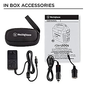 Westinghouse 194Wh 300 Peak Watt Portable Power Station and Solar Generator, Pure Sine Wave AC Outlet, Backup Lithium Battery for Camping, Home, Travel, Indoor/Outdoor Use (Solar Panel Not Included)