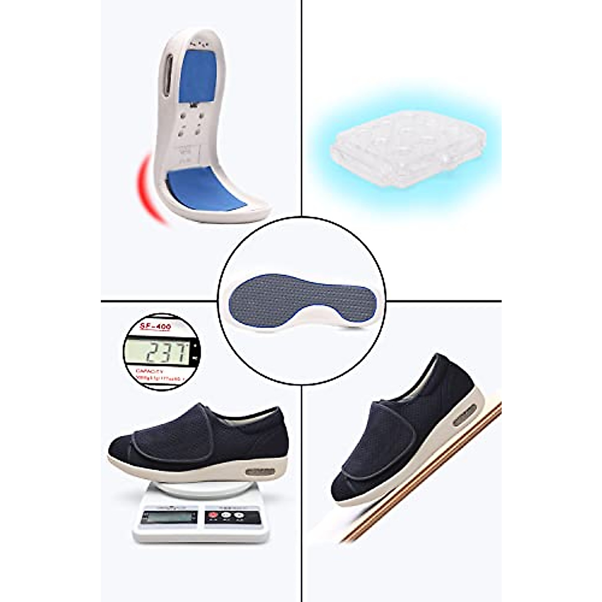 ZUMEIJIA Women's Diabetic Shoes Add Fertilizer to Widen Swollen Feet, Easy to Put On and Take Off, Adjustable Indoor and Outdoor Non-Slip Walking Sneakers Blue 6