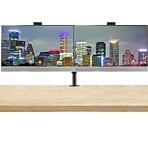 HP EliteDisplay E273m 27 Inch LED Backlit IPS Monitor (1FH51A8#ABA) 2-Pack with Built in Speakers, Webcam, and Desk Mount Clamp Dual Monitor Stand