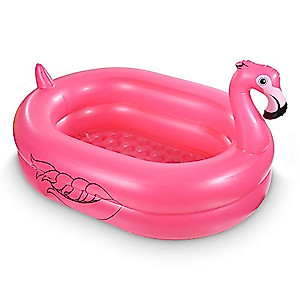 Kiddie Pool, Inflatable Pool, Flamingo Swimming Pool with Inflatable Soft Floor for Outdoor, Indoor, Backyard (60 in)