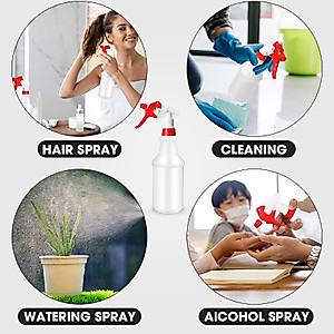 Gerrii 12 Pcs Plastic Spray Bottles with Adjustable Nozzle and Label for Cleaning Solutions 24 oz No Leak HDPE Spraying Bottles Empty Water Squirt Bottle Household Industrial Mist Plant Sprayer