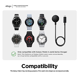 elago GW2 Stand Compatible with Samsung Galaxy Watch 6 Series / 5 Charger Stand (40, 44mm) / 5 Pro Charger Stand (45mm) 2022-2023 - [Black] [Charging Cable Not Included]