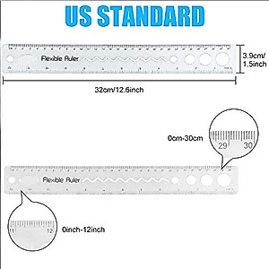30CM/12inch Unbreakable Clear Rulers Dual Scale Bendable Flexible Rubber Rulers Transparent Shatterproof Straight Plastic Ruler,12 In Flexi Folding Rulers School,Classroom,or Office Kids/Adults(4PCS)