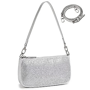 Rhinestone Purse Sparkly Bag Silver Diamond Shoulder Bag for Women Evening Prom Clutch Y2K Bag