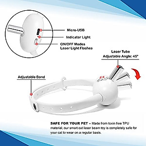 Laser Cat Toy Collar – 2 Adjustable Modes – 15 Minute Standby Shut Off – Rechargeable Micro-USB – Fits Cats and Kittens 200mm to 310mm Neck by Redeye Goods (LM2201)
