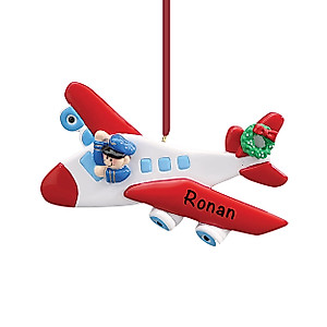 Fun Kids Personalized Christmas Ornaments 2023 - Fast & Free 24h Customization – Flying Airplane Pilot Christmas Decorations with Name - Comes Gift-Wrapped