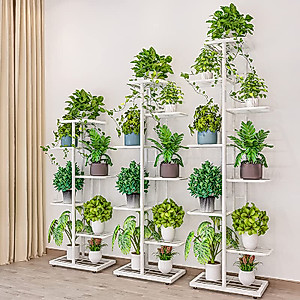 MTB Garden 8 Tier Metal Plant Stand for Indoor Outdoor Flower Pot Display Planter Shelf, White
