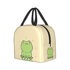Senheol Cute Frog Cartoon Print Lunch Box, Kawaii Small Insulation Lunch Bag, Reusable Food Bag Lunch Containers Bags for Women Men