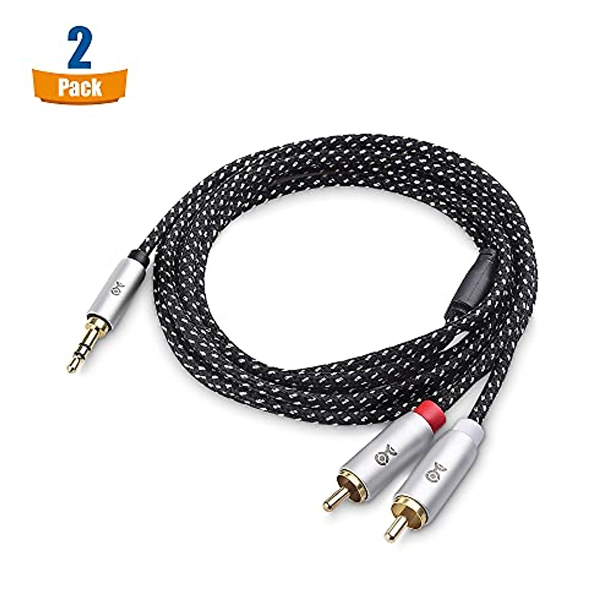 Cable Matters 2-Pack RCA to 3.5mm Stereo Audio Cable 6 Feet (RCA to Aux Cable, 3.5mm to RCA Cable, Aux to RCA Cable) in Black