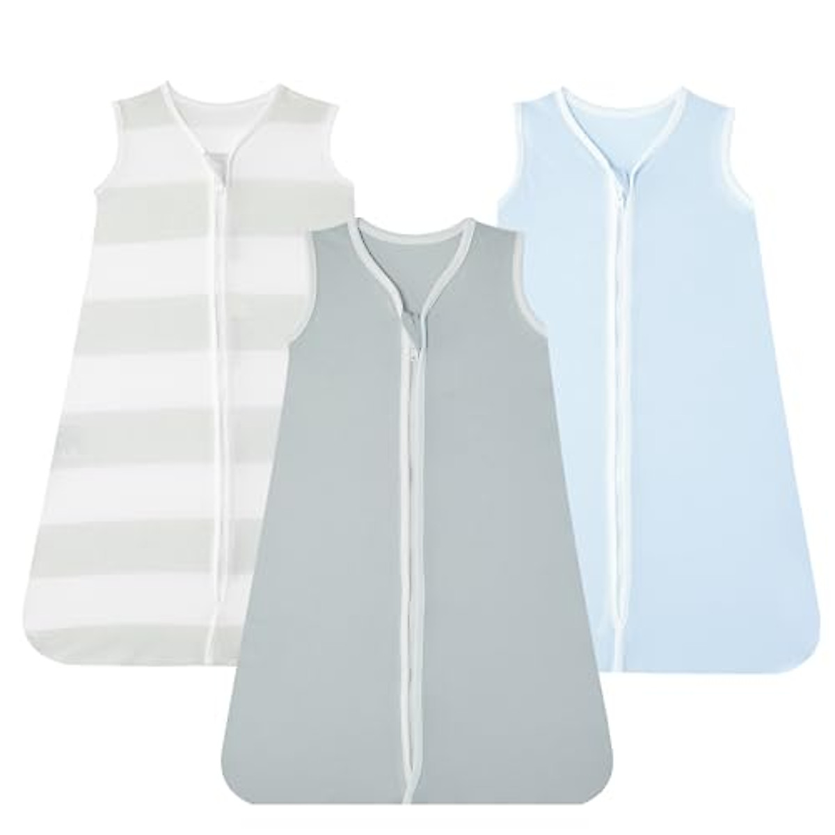 Lictin Baby Sleep Sacks-3 Packs Cotton Baby Wearable Blanket 0.5 TOG,Unisex Sleepsack with Adjustable Length 18-36 Months, Baby Sleeping Bag with 2-Way Safe Zipper for Infant Toddler Boy or Girl